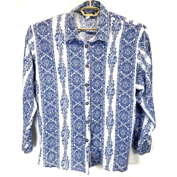 Tapestry | Tops | Tapestry Women Blouse Size 2x Blue Floral Button Up ...